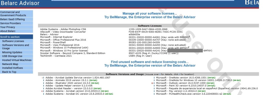 Belarc Advisor – Conoce más de tú sistema windows y recupera product ...